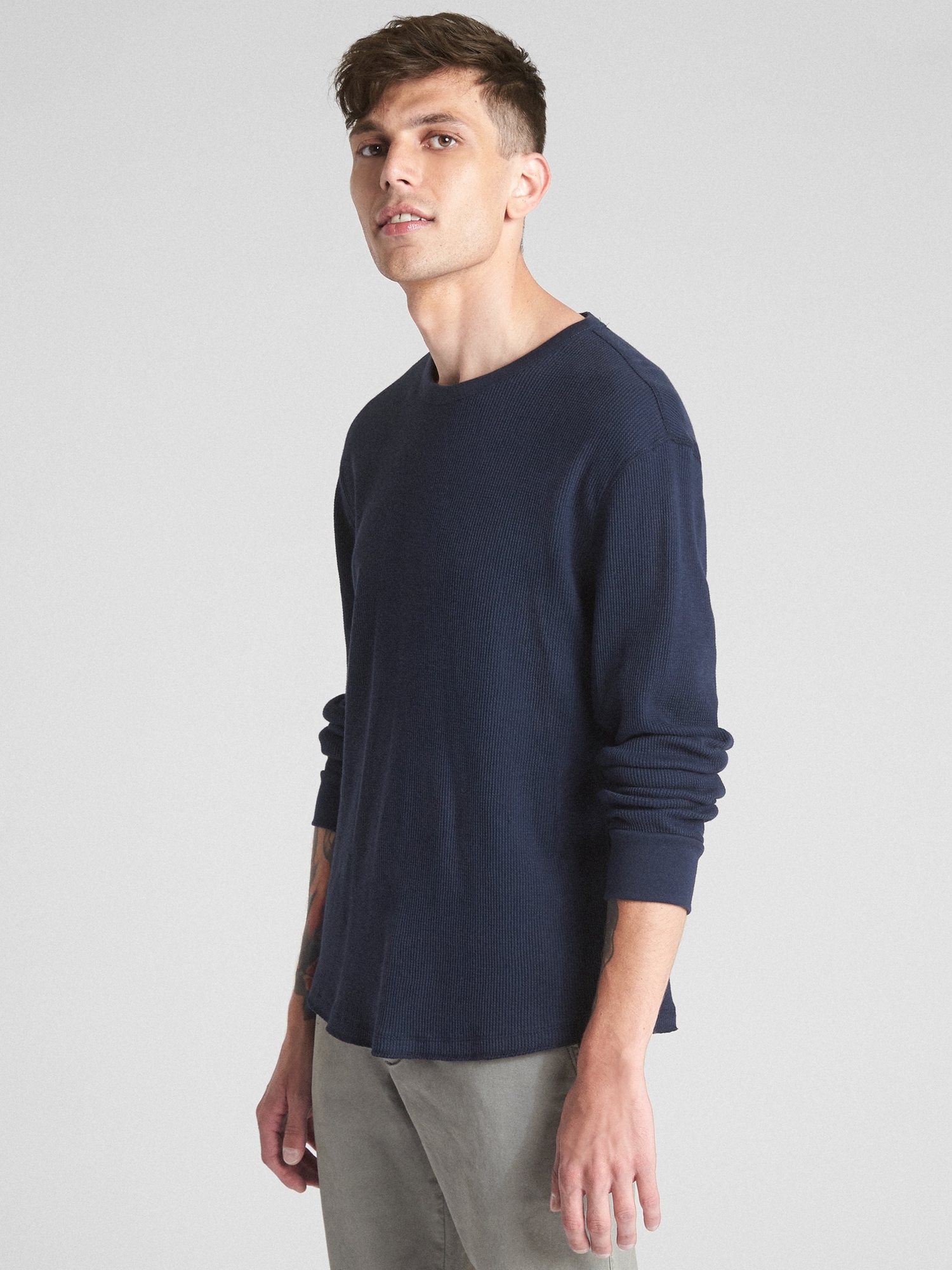 Long Sleeve Classic T-Shirt in Waffle Knit | Gap