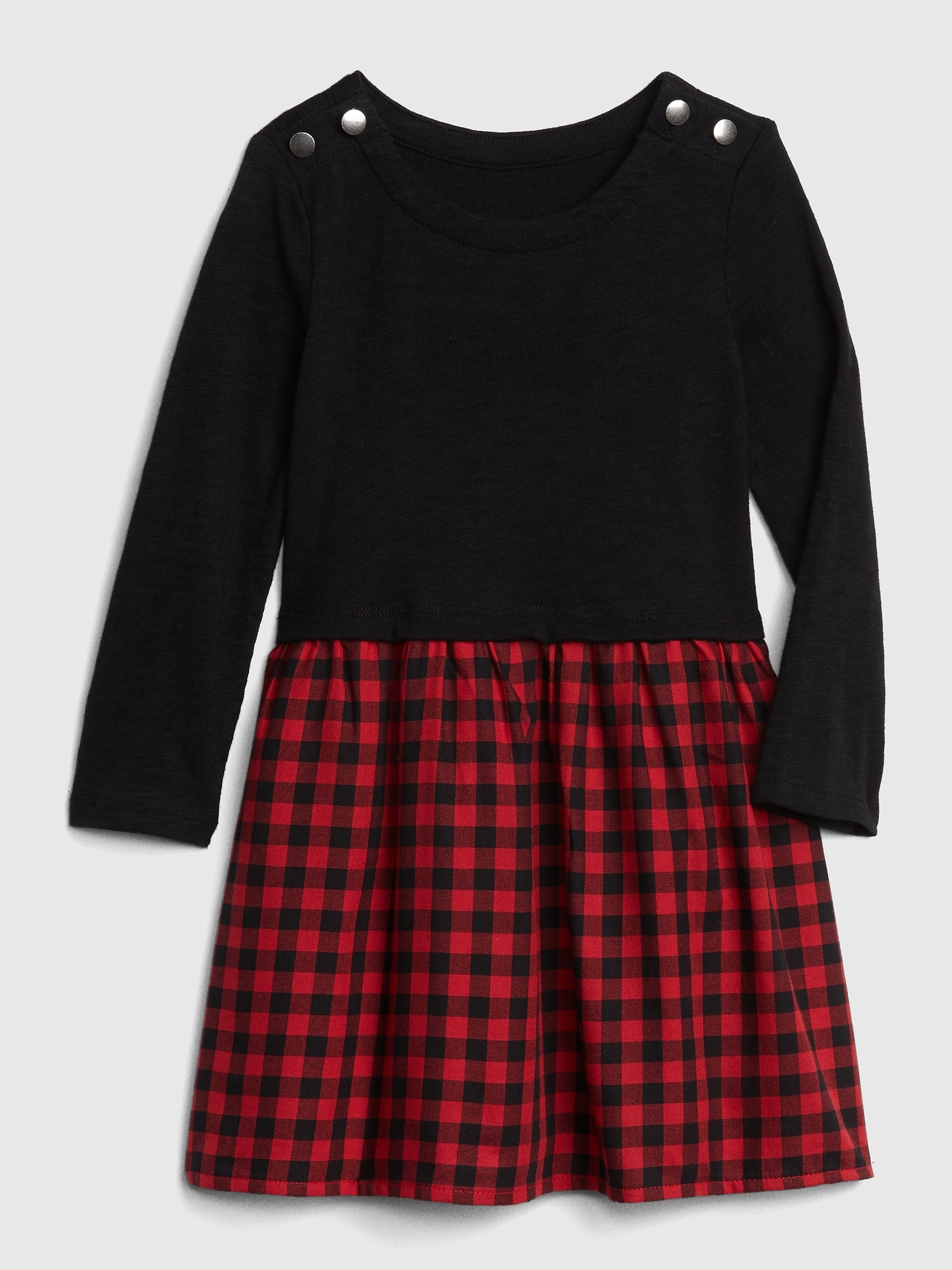 Plaid Mix-Fabric Dress | Gap