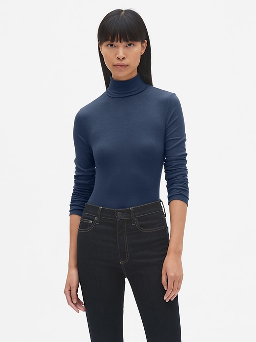 Ribbed Long Sleeve Turtleneck Top in Modal | Gap