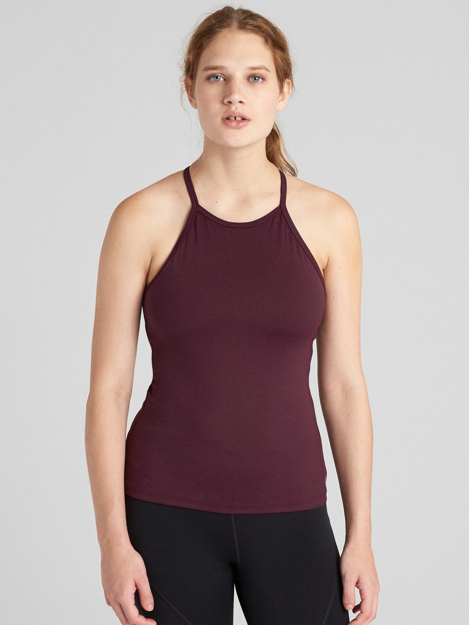 GapFit High Neck Strappy Shelf Tank Top | Gap