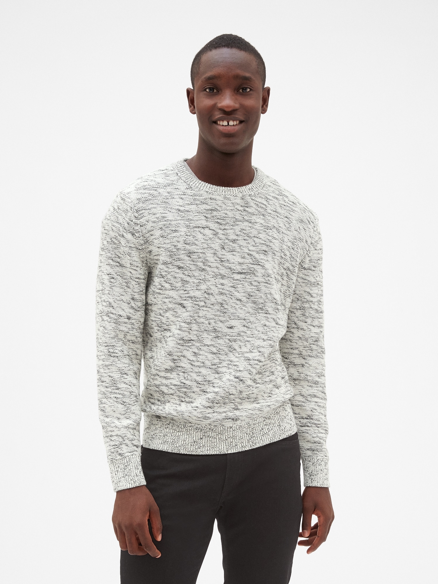 Textured Marled Crewneck Pullover Sweater | Gap