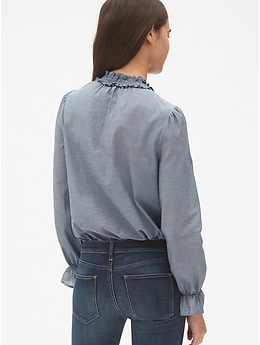 Smocked Long Sleeve Ruffle Blouse | Gap