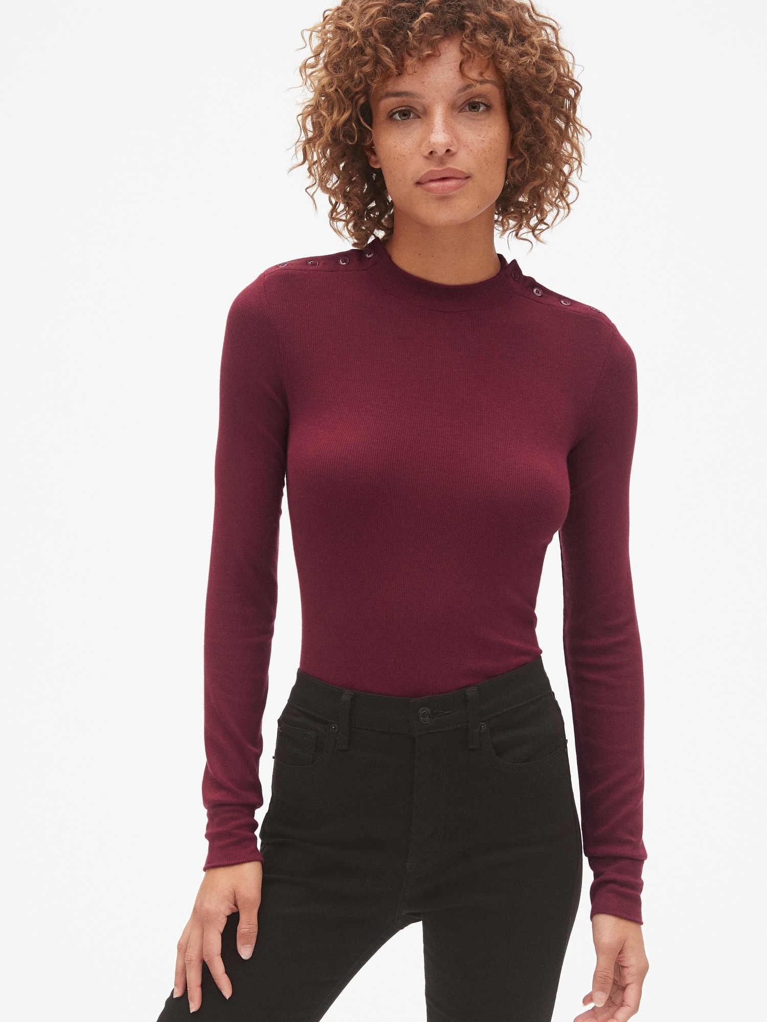 Long Sleeve Button-Shoulder Top in Modal | Gap