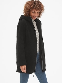 Hooded Zip-Front Teddy Coat | Gap