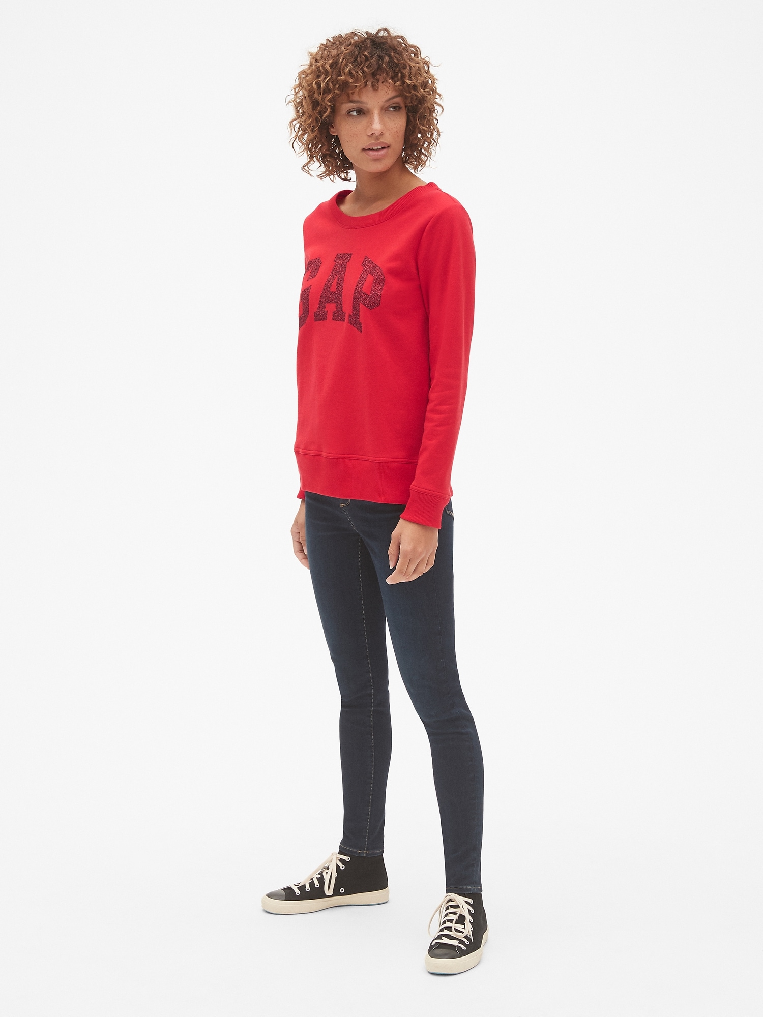 Glitter Logo Crewneck Pullover Sweatshirt | Gap