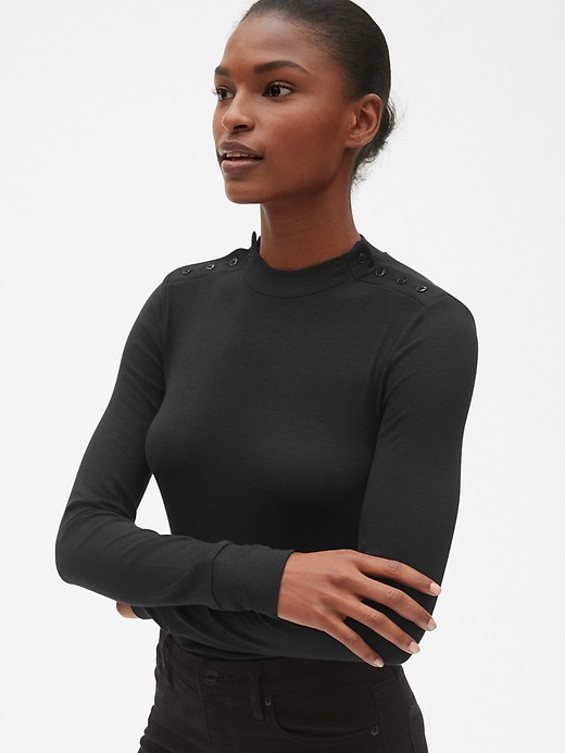 Long Sleeve Button-Shoulder Top in Modal | Gap