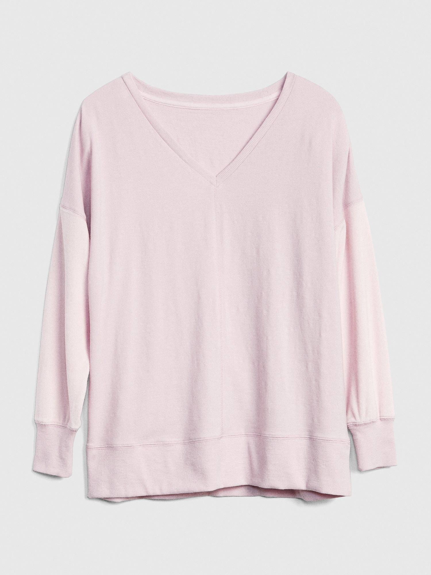 Mix-Fabric Pullover V-Neck Sweatshirt | Gap