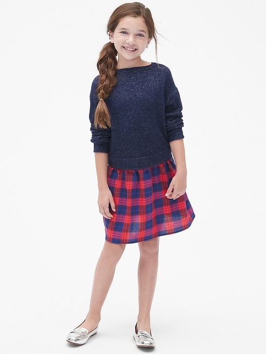 Kids Plaid Mix-Fabric Dress | Gap