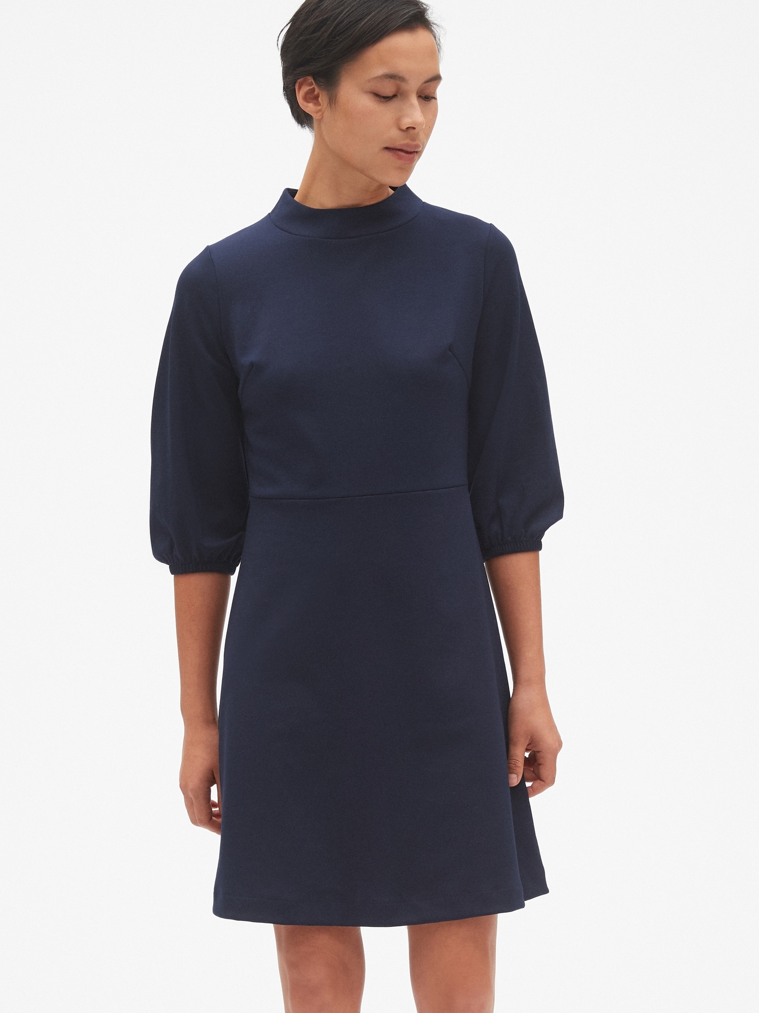 Balloon Sleeve Fit and Flare Dress in Ponte | Gap