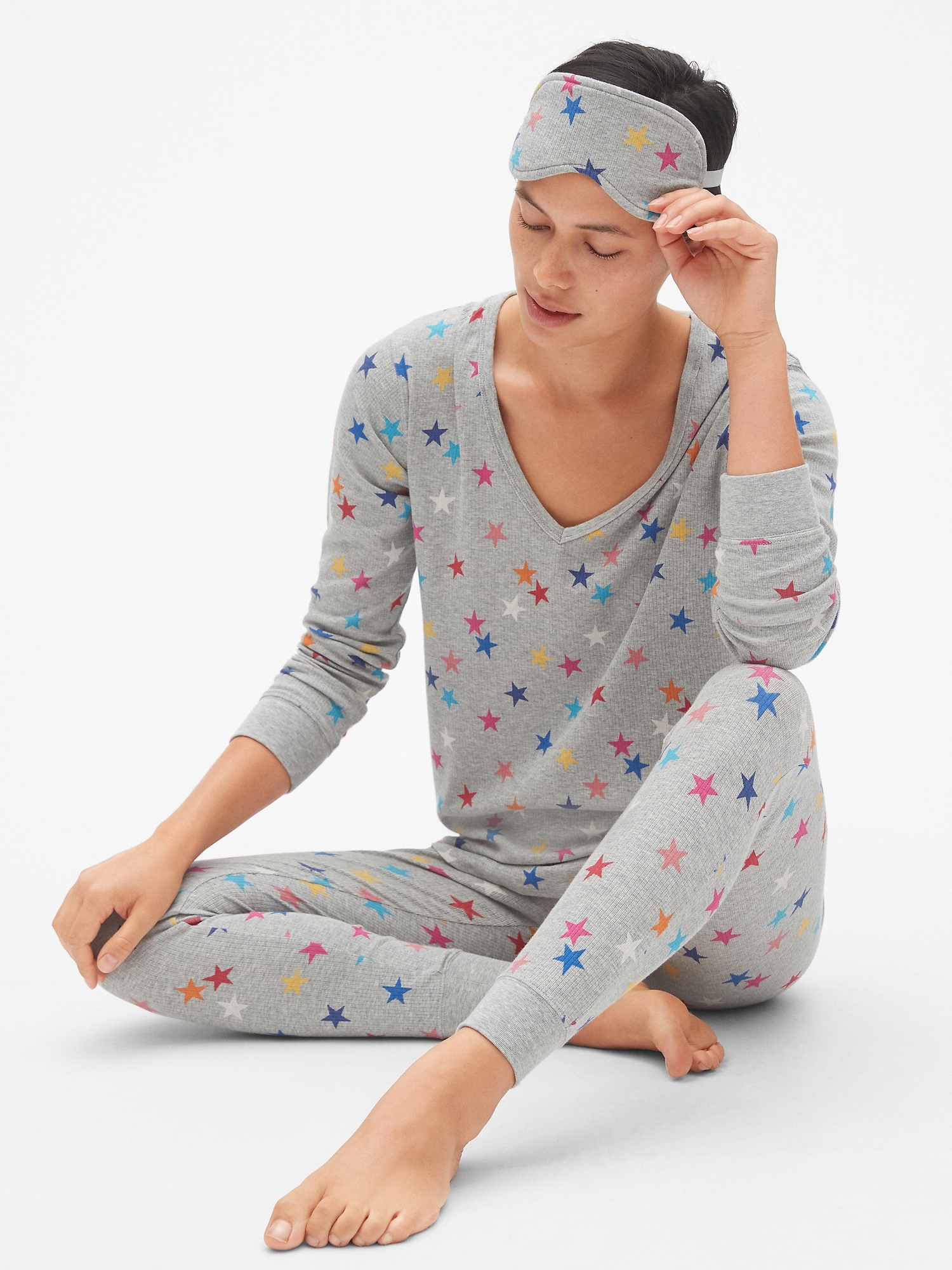 Ribbed PJ Set with Eye Mask | Gap