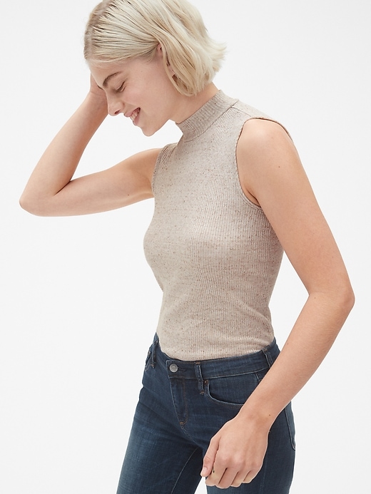 Sleeveless Ribbed Mockneck Top | Gap