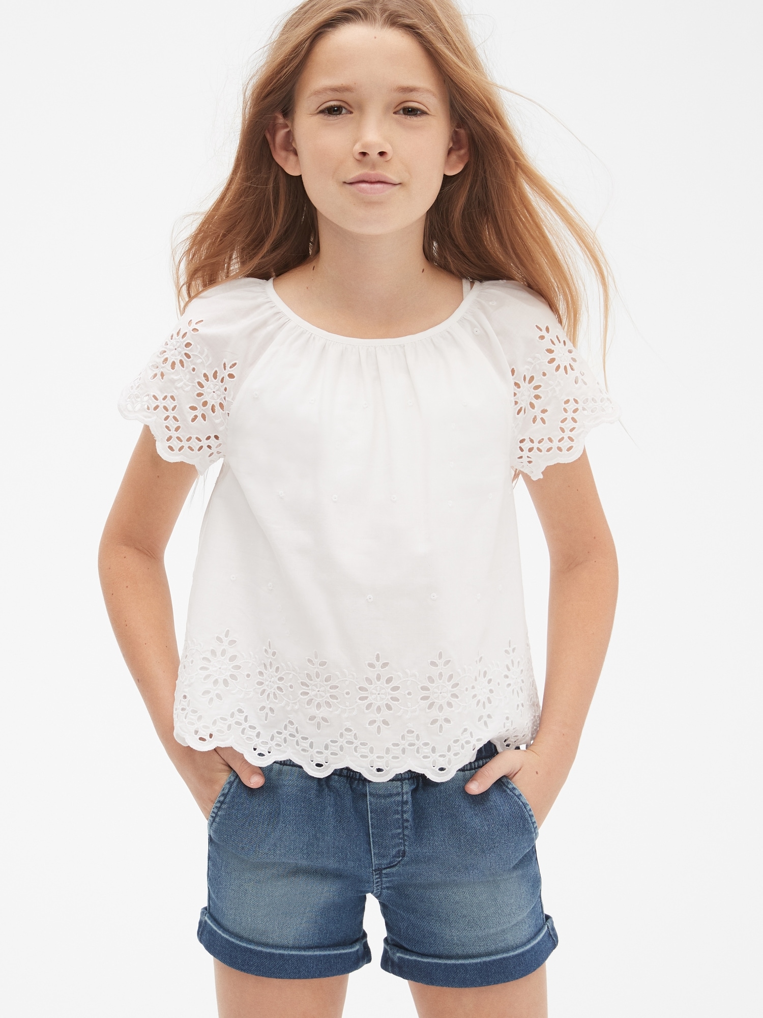 Kids Eyelet Flutter Top | Gap