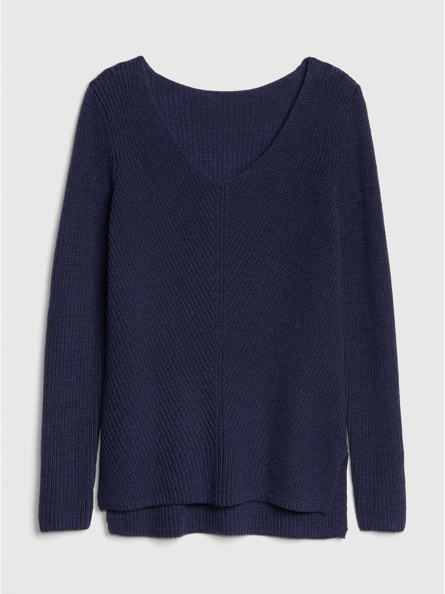 Diagonal Ribbed V-Neck Pullover Sweater Tunic | Gap