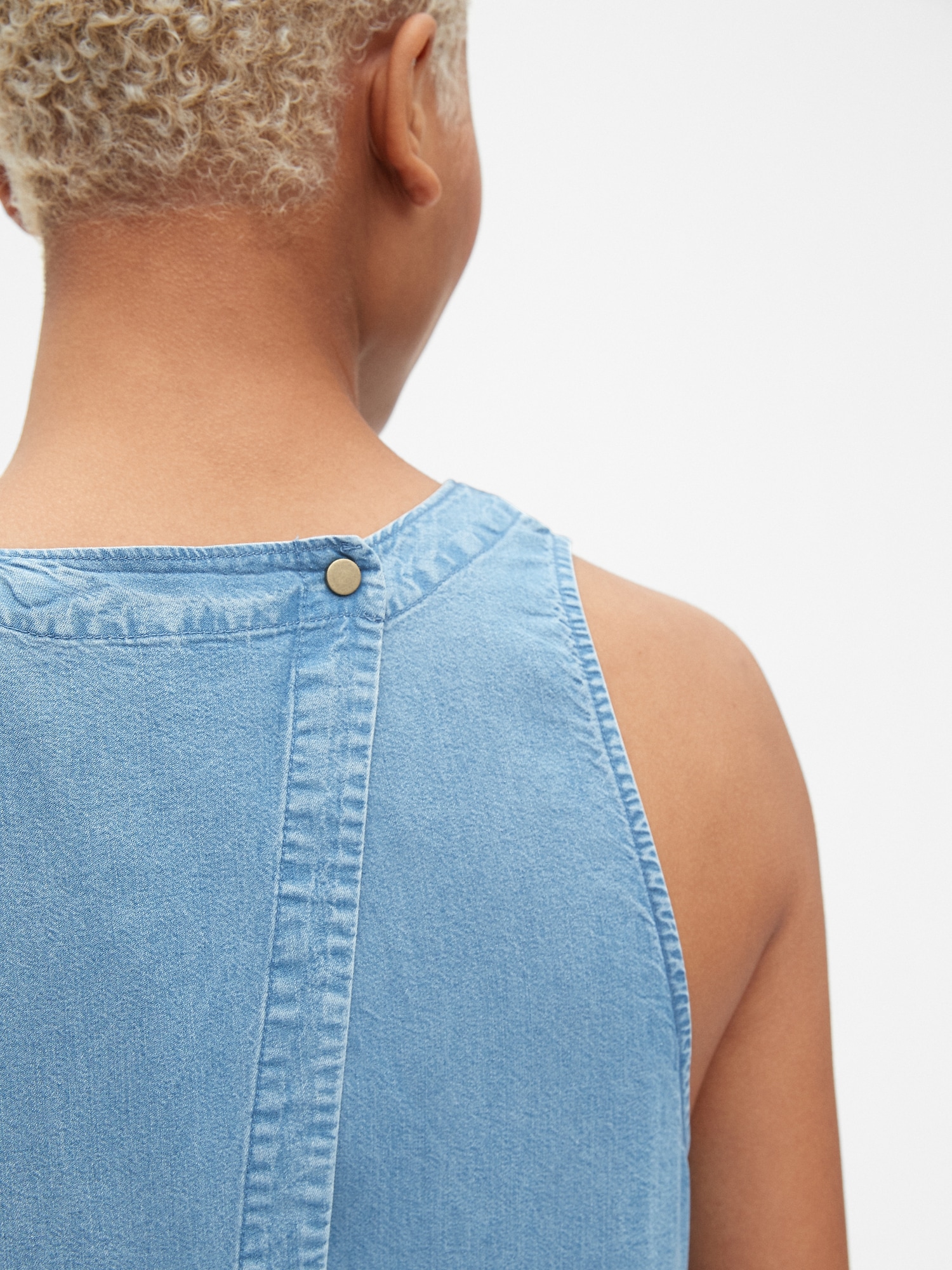 Denim Sleeveless Split-Back Top | Gap