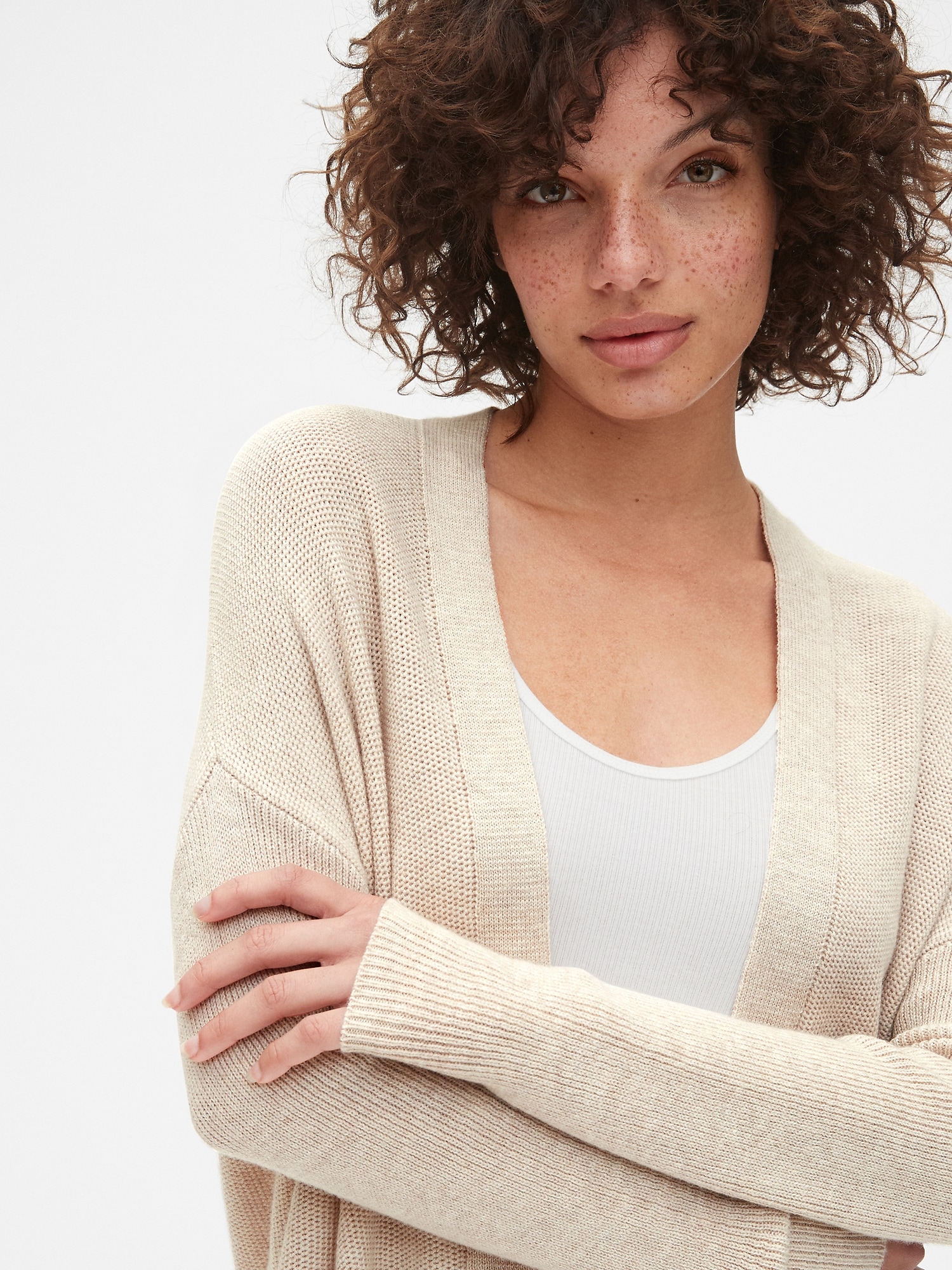 True Soft Mix-Stitch Relaxed Open-Front Cardigan Sweater | Gap