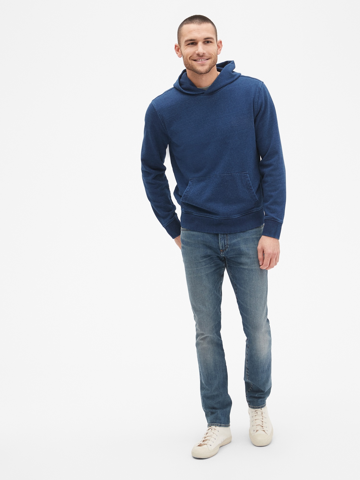 Indigo Pullover Hoodie in French Terry | Gap