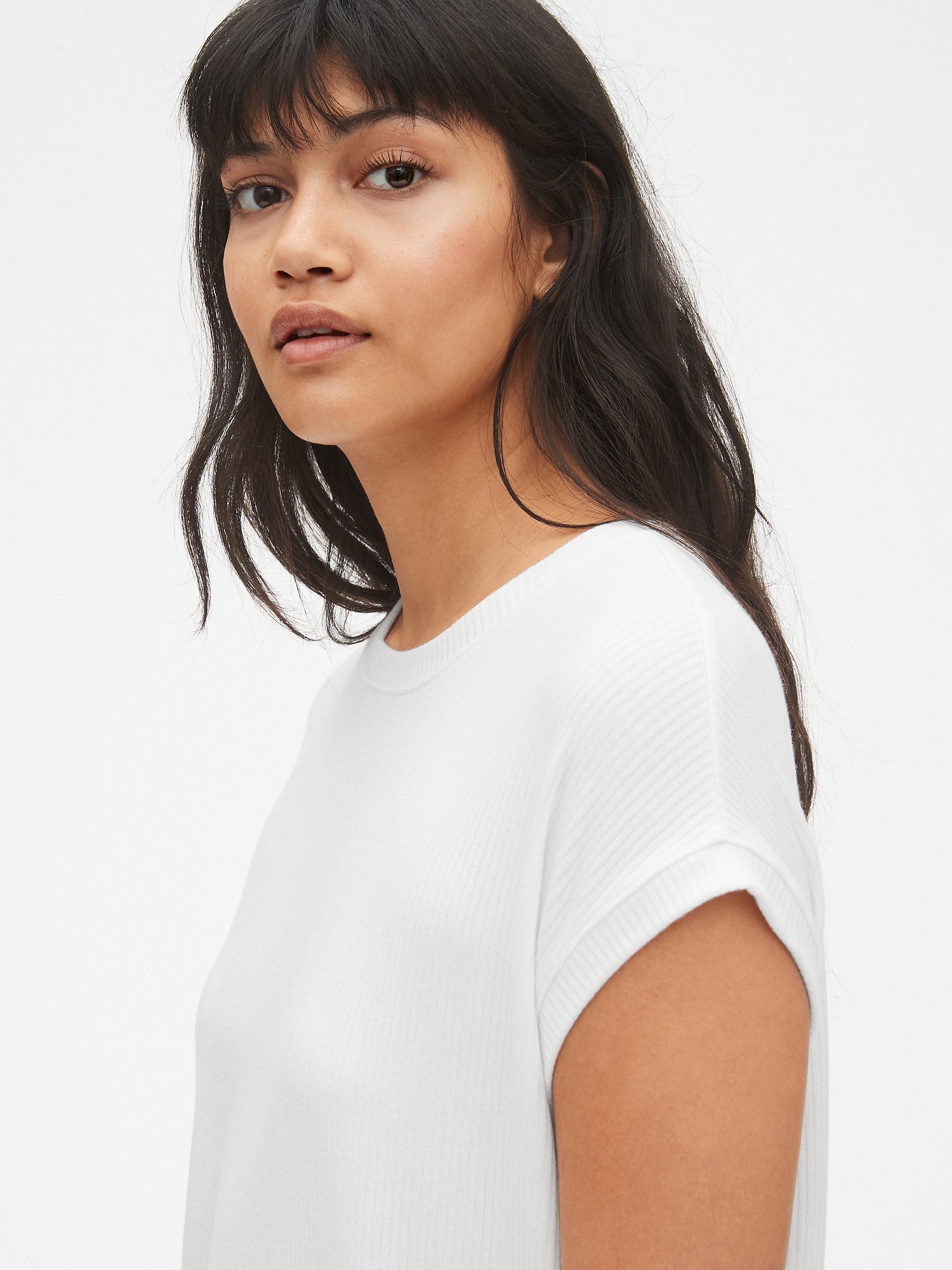 Short Sleeve Ribbed Step-Hem T-Shirt | Gap