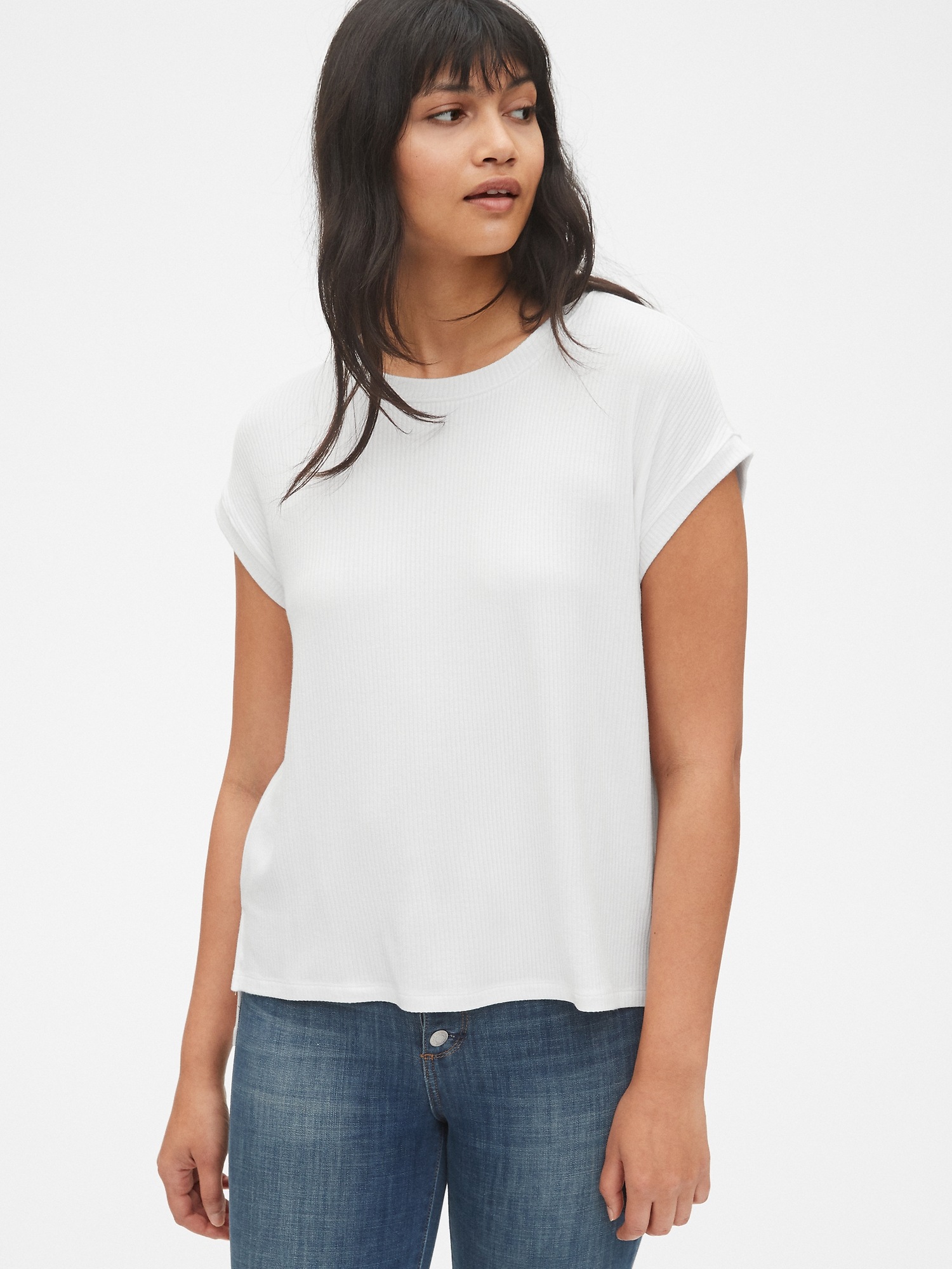 Short Sleeve Ribbed Step-Hem T-Shirt | Gap