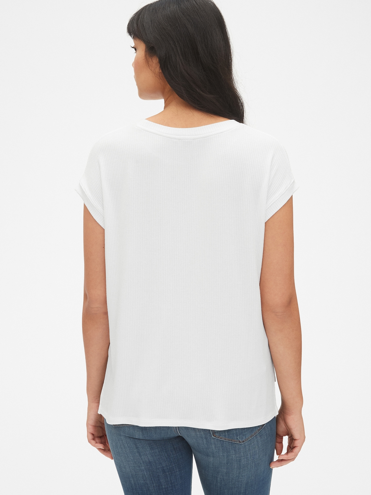 Short Sleeve Ribbed Step-Hem T-Shirt | Gap