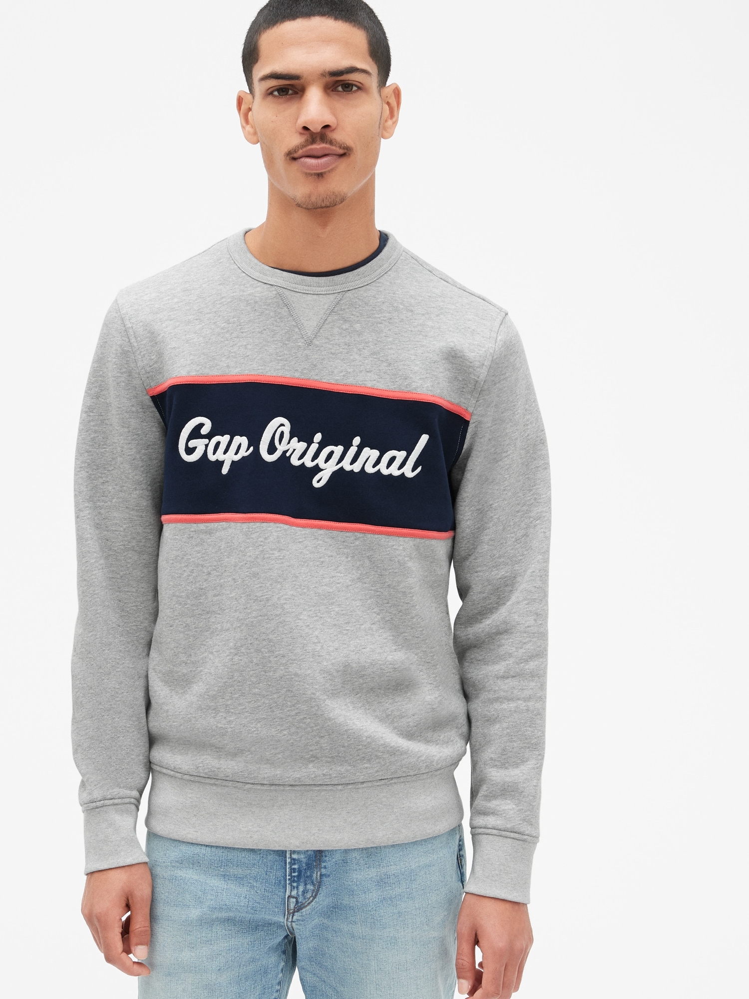 Gap Original Logo Chest-Stripe Sweatshirt | Gap