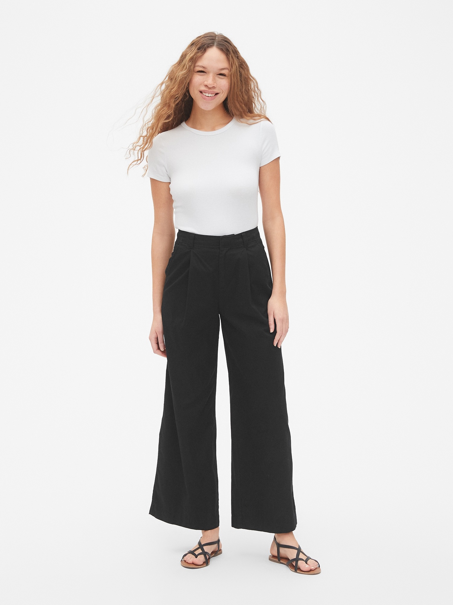 High Rise Pleated Wide Leg Chinos | Gap
