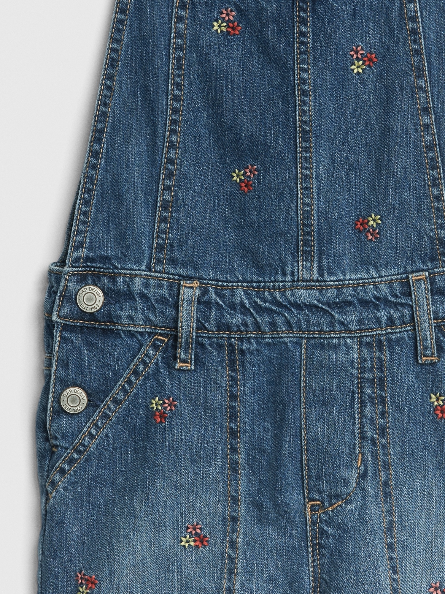 Kids Floral Embroidered Shortalls | Gap