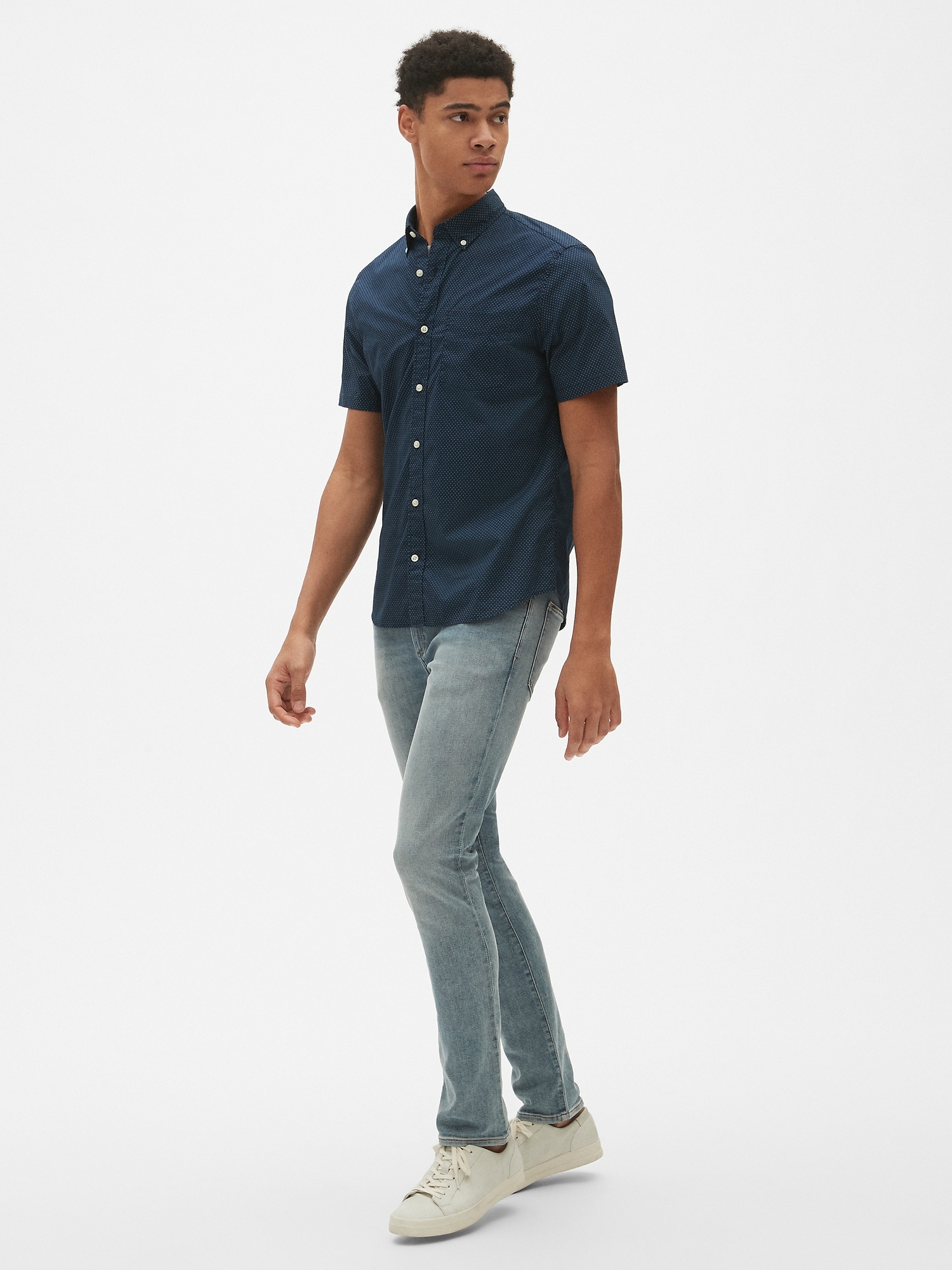 Lived-In Stretch Poplin Short Sleeve Shirt | Gap