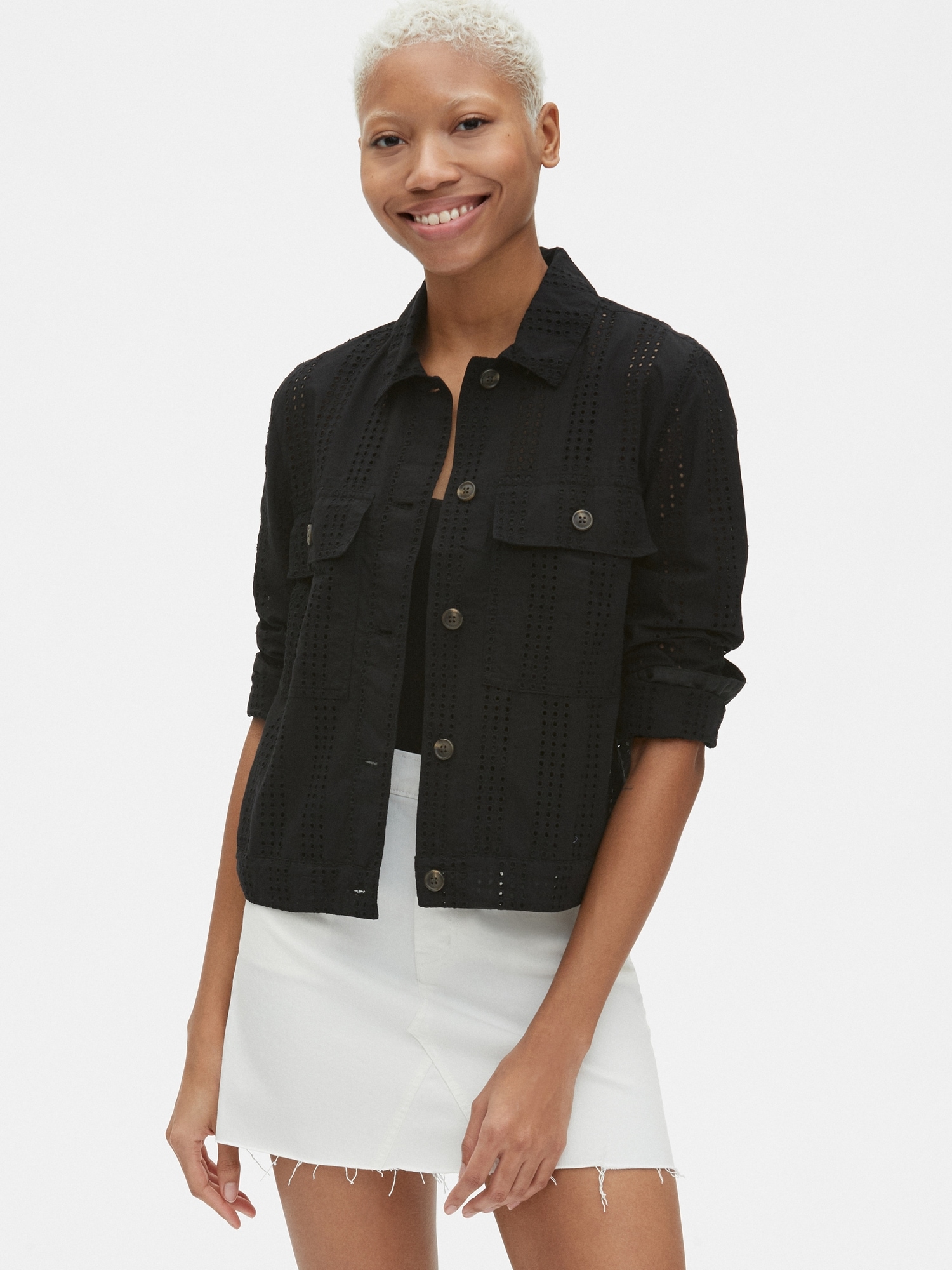 Icon Eyelet Embroidered Jacket | Gap