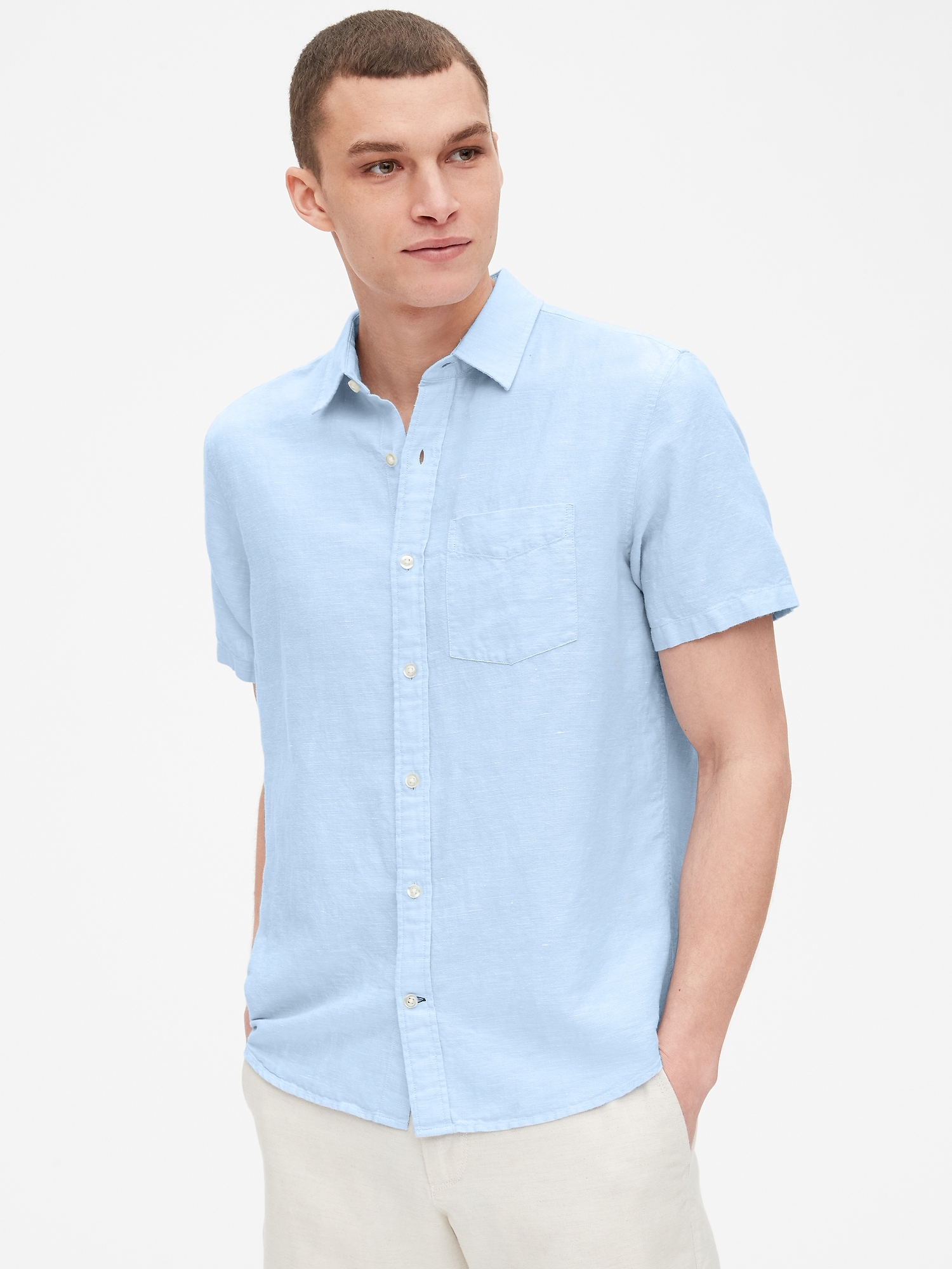 Linen-Cotton Short Sleeve Shirt | Gap