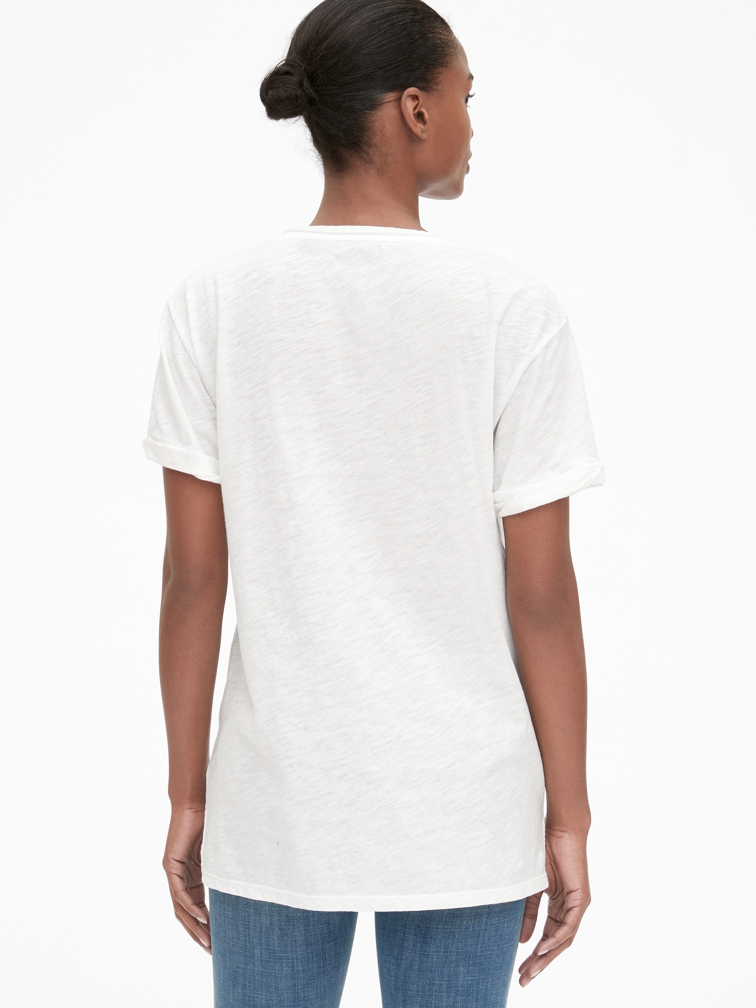 Soft Slub Slouchy Split-Neck T-Shirt | Gap
