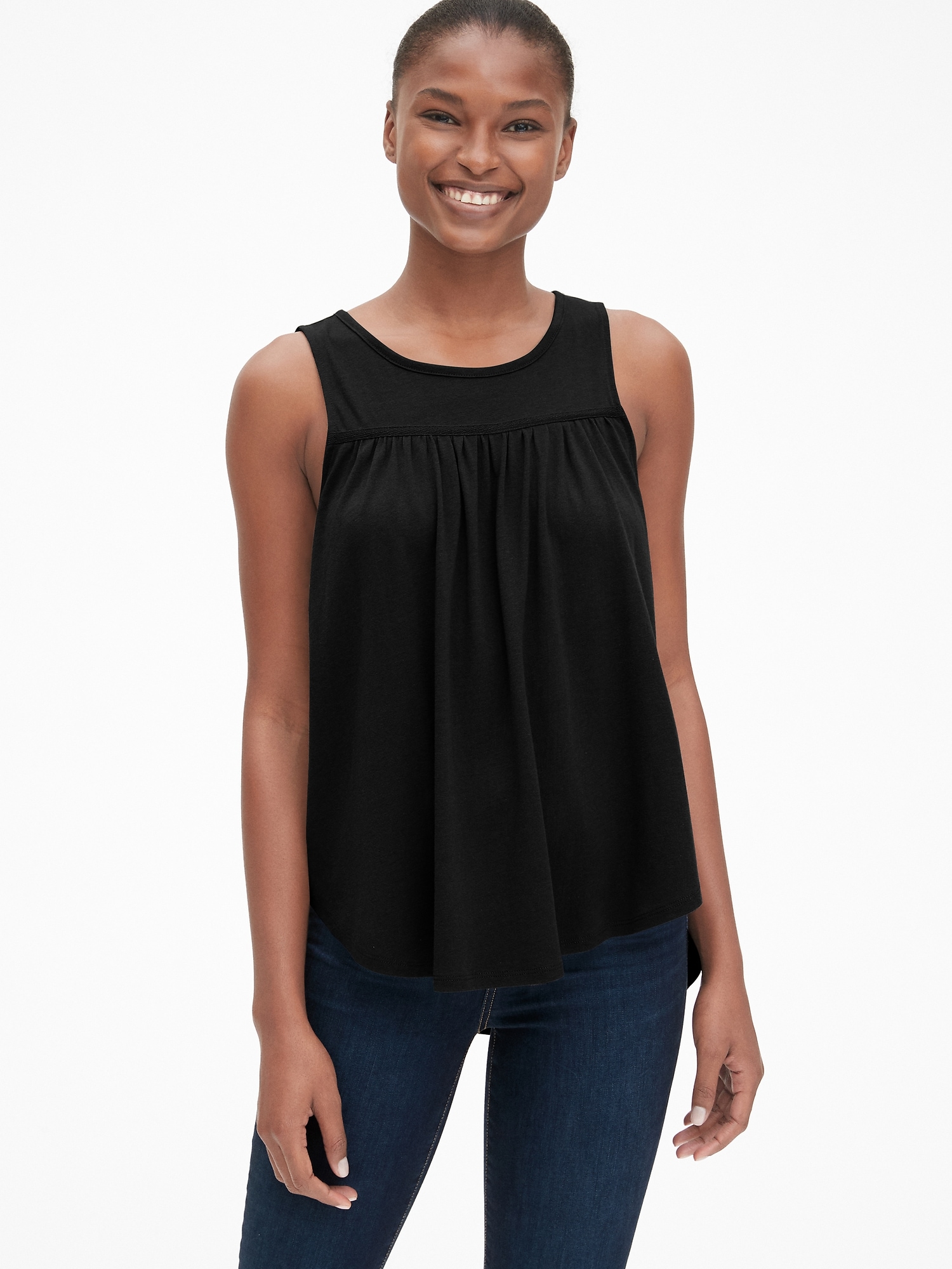 Shirred Hi-Lo Tank Top | Gap