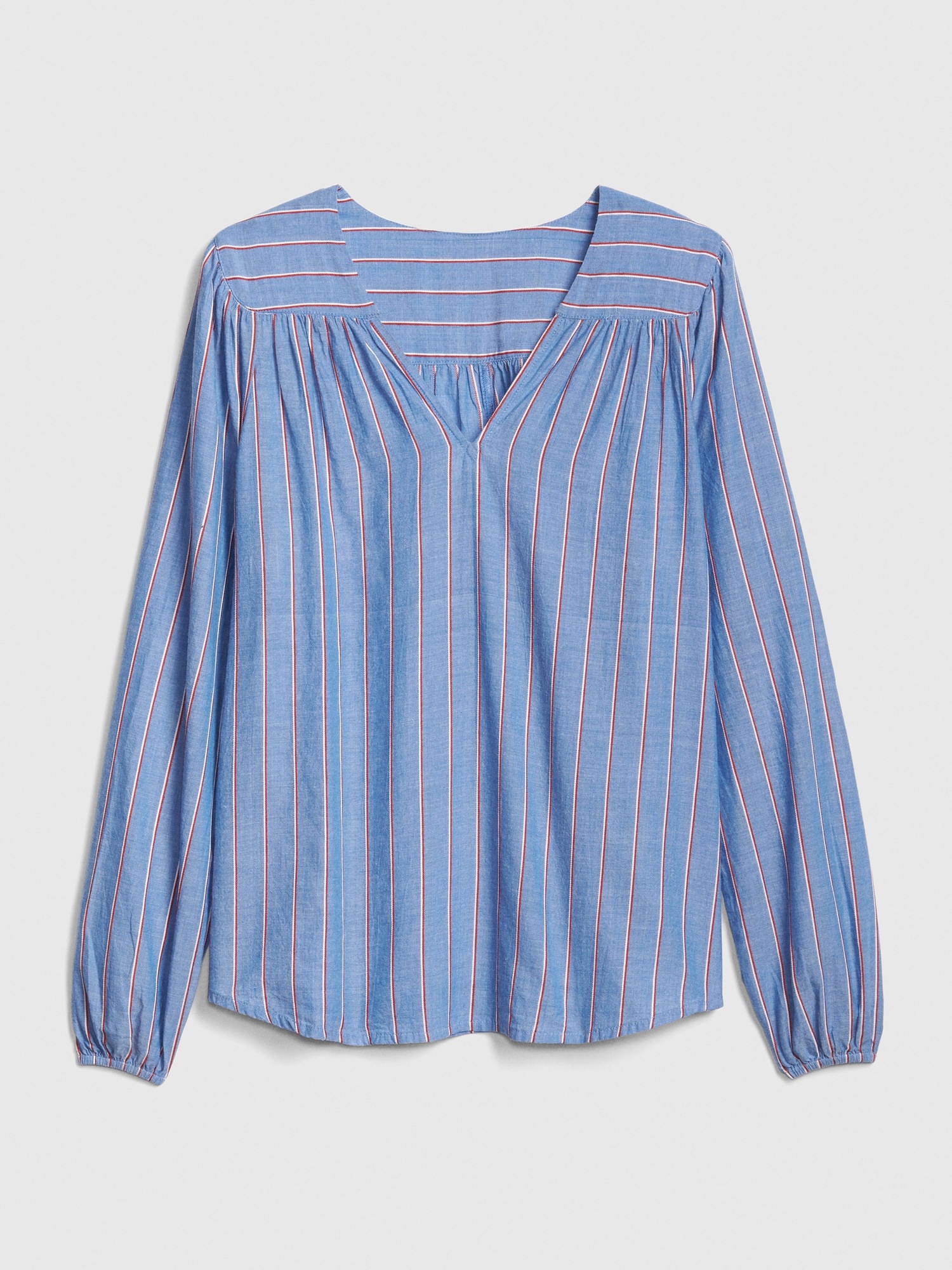 Long Sleeve Stripe Split-Neck Blouse | Gap