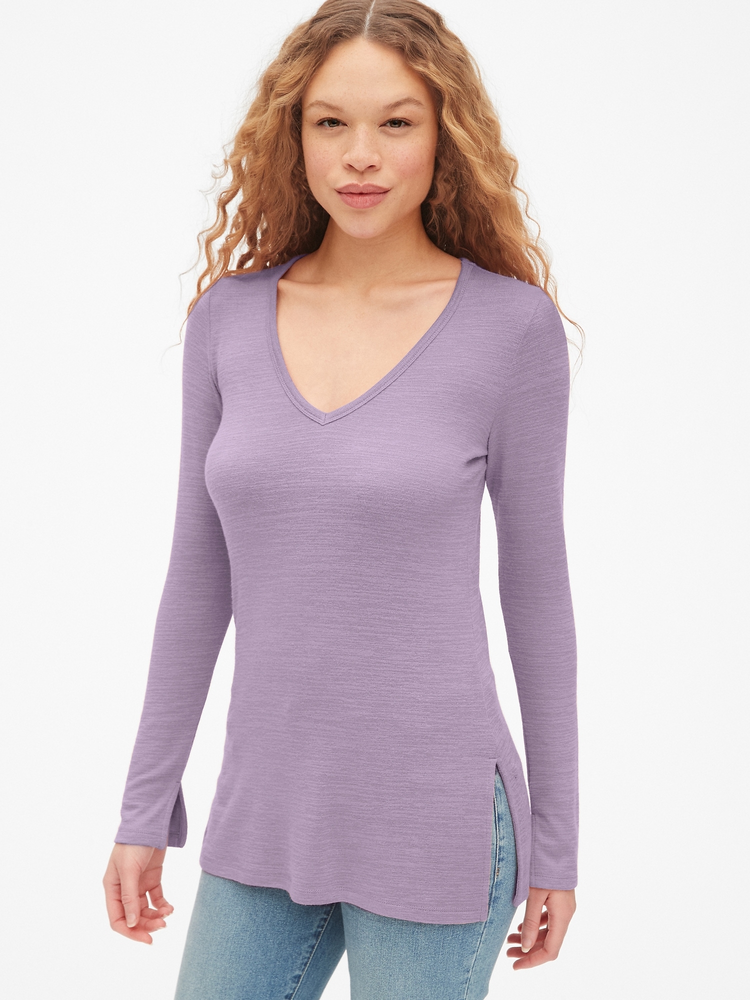 Softspun Long Sleeve V-Neck Top | Gap