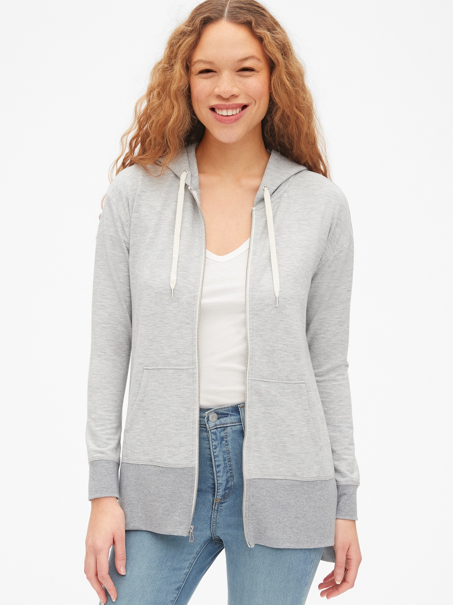 Full-Zip Tunic Hoodie | Gap