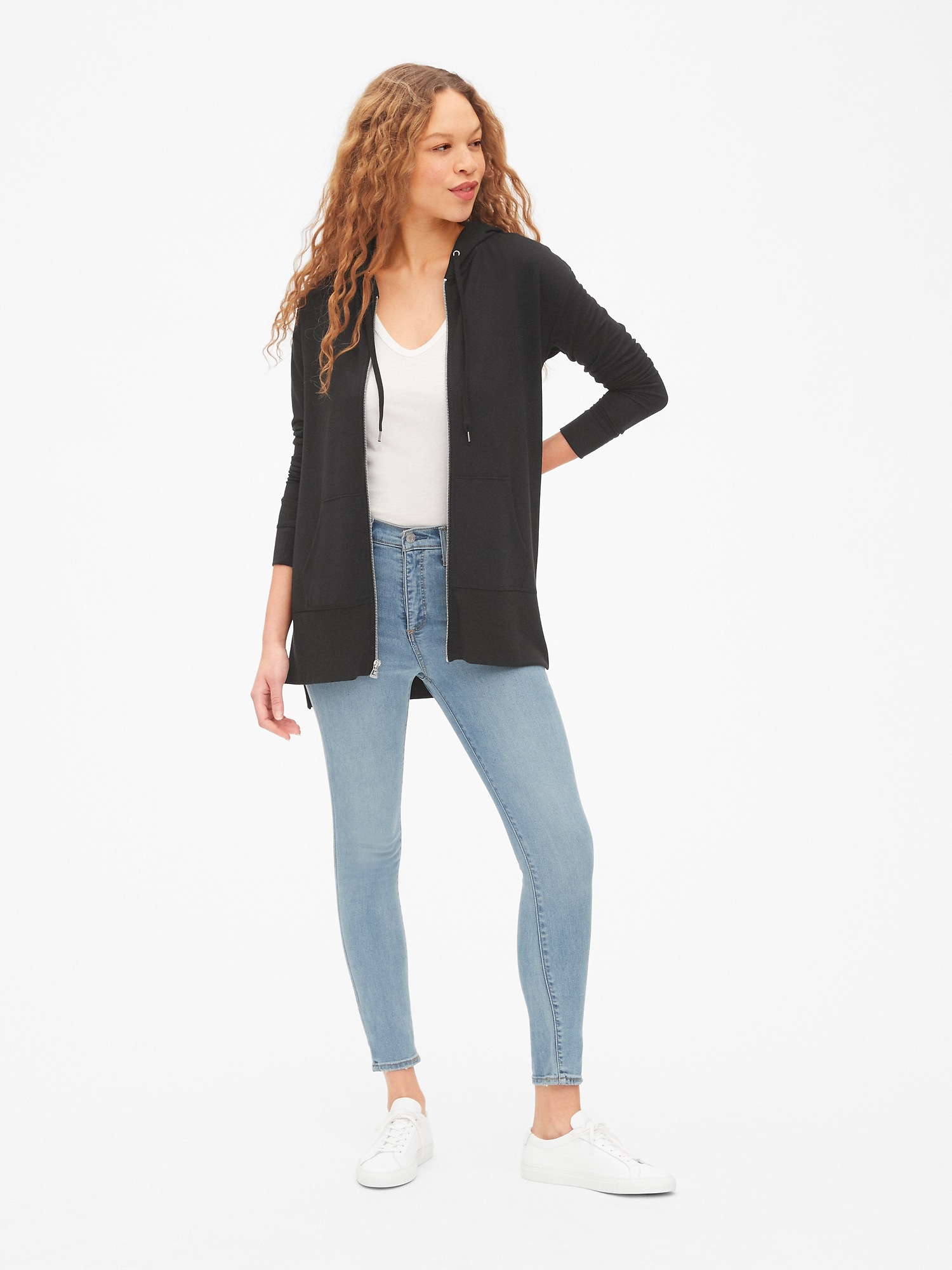 Full-Zip Tunic Hoodie | Gap