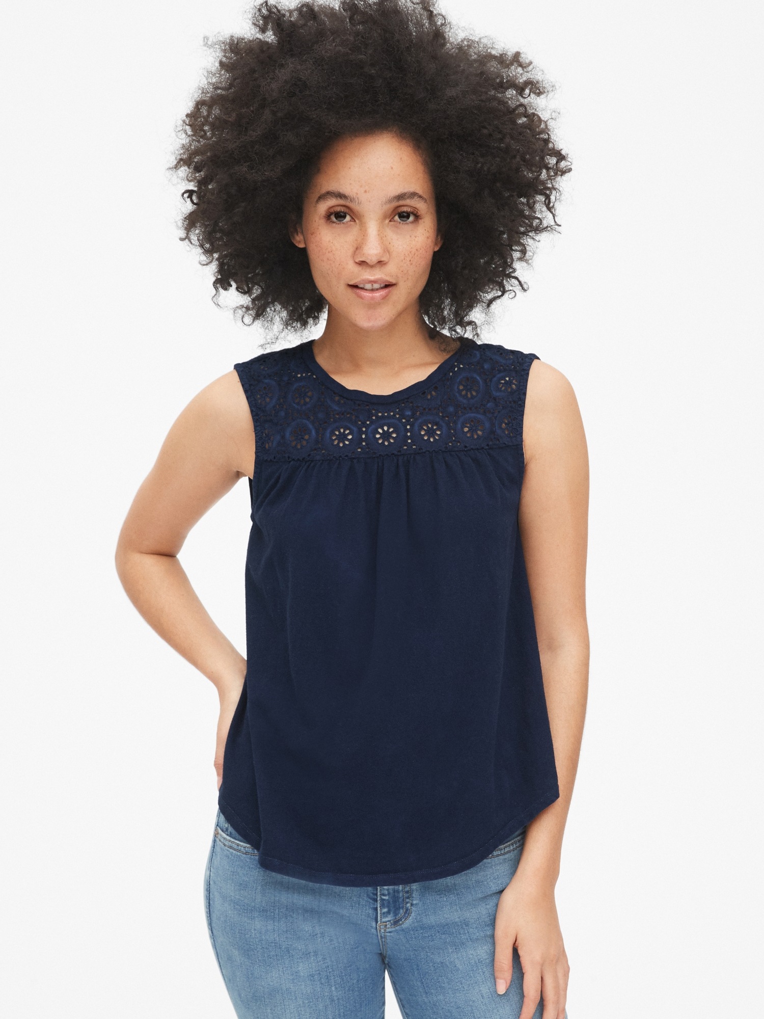 Embroidered Eyelet Insert Top | Gap