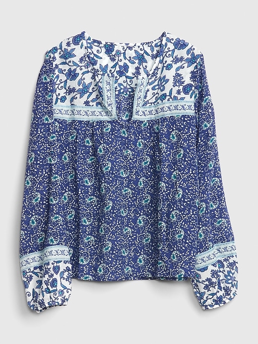 Mix-Print Split-Neck Blouse | Gap