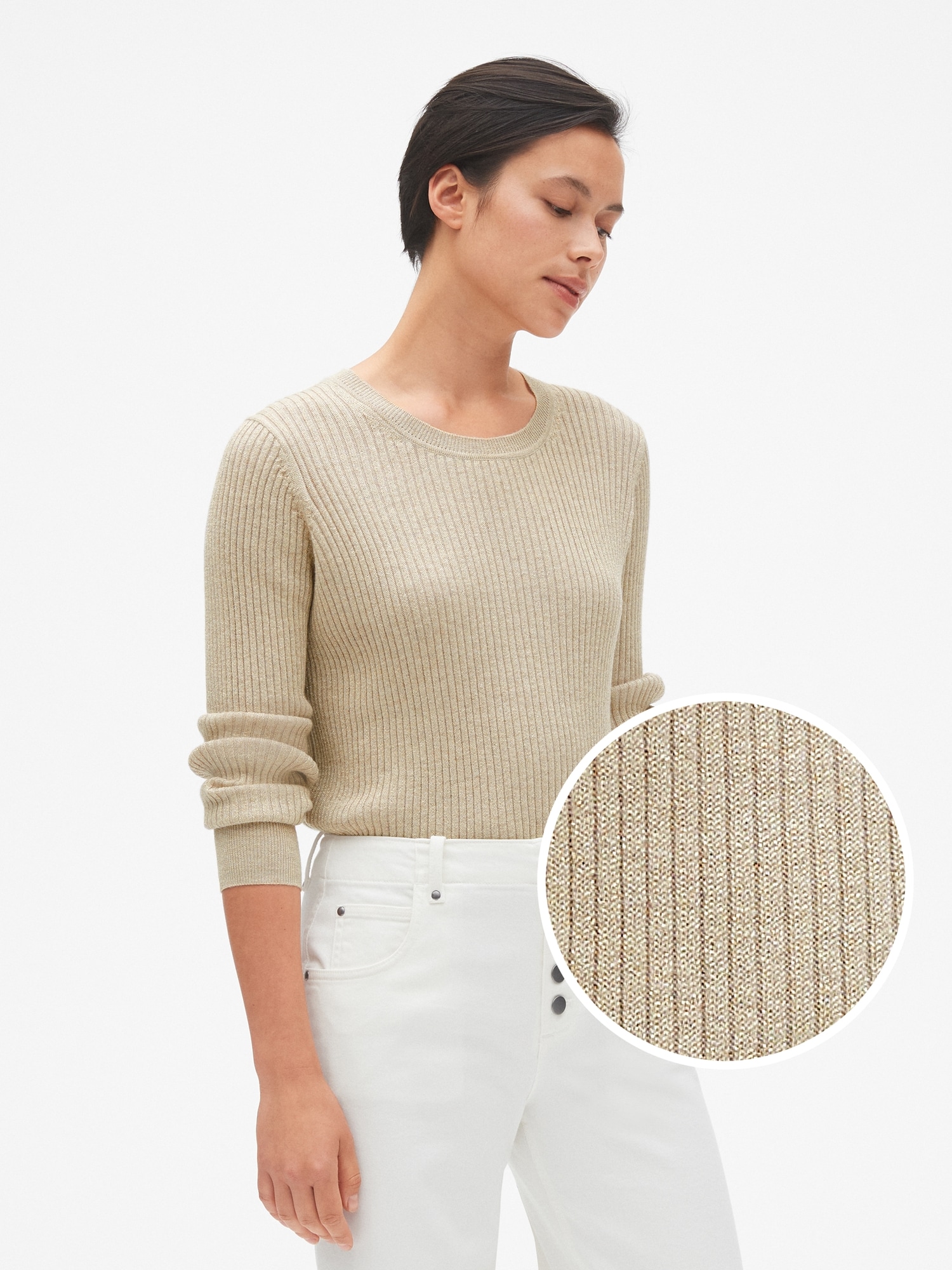 True Soft Metallic Ribbed Pullover Sweater | Gap