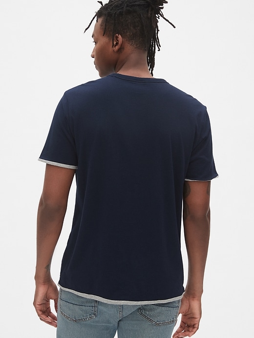 Reversible Double-Layer Crewneck T-Shirt | Gap