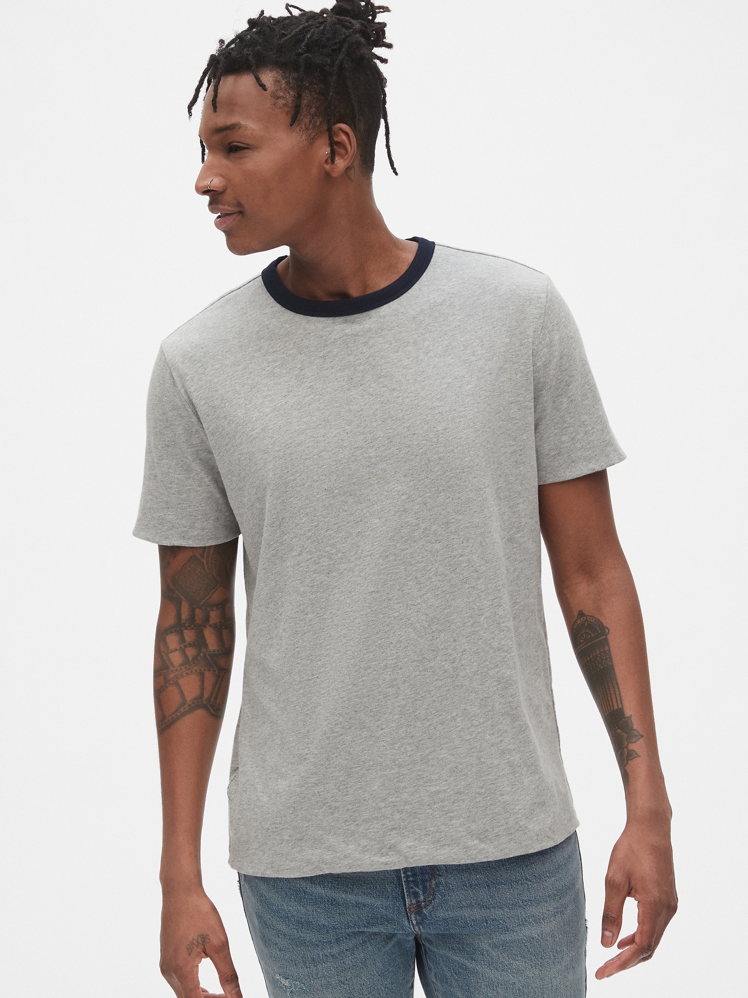 Reversible Double-Layer Crewneck T-Shirt | Gap