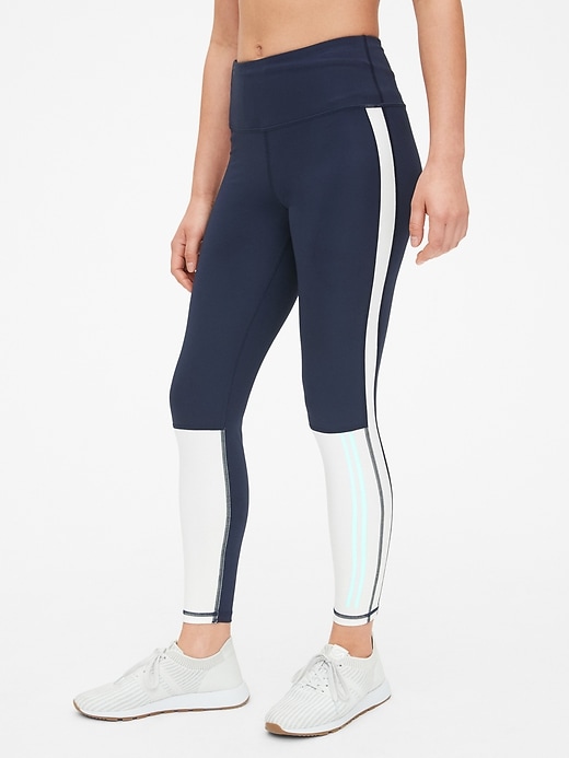 GapFit High Rise Colorblock Stripe Full Length Leggings in Eclipse | Gap