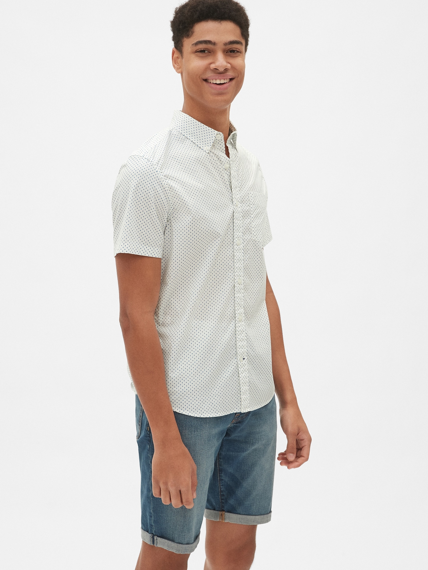 Lived-In Stretch Poplin Short Sleeve Shirt | Gap
