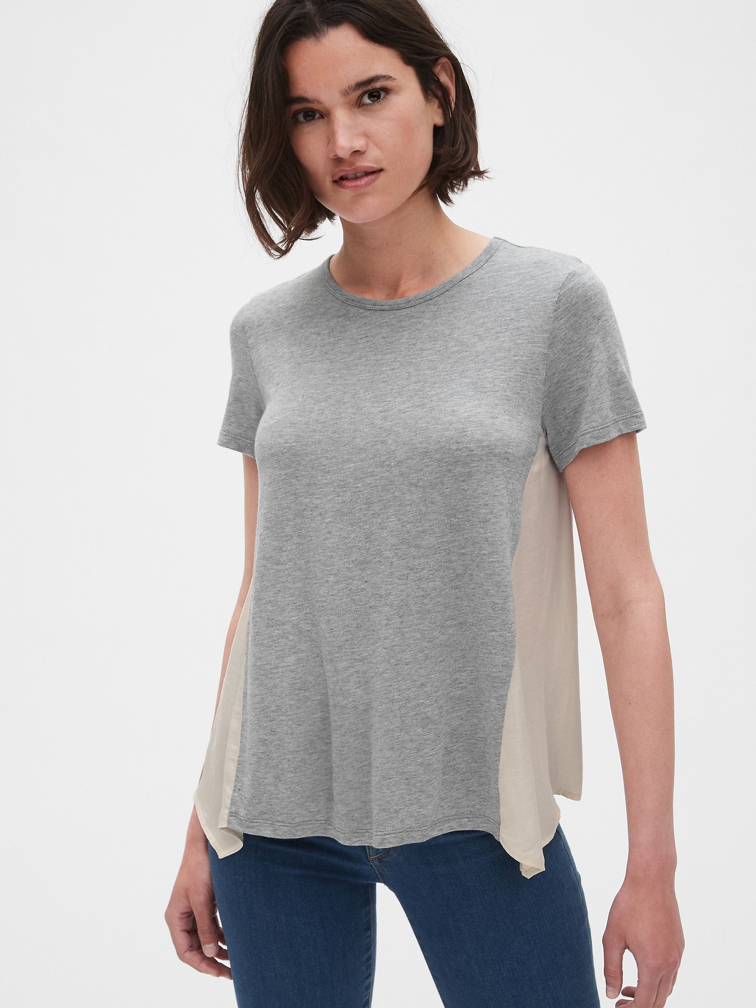 Mix-Fabric Side-Panel T-Shirt | Gap