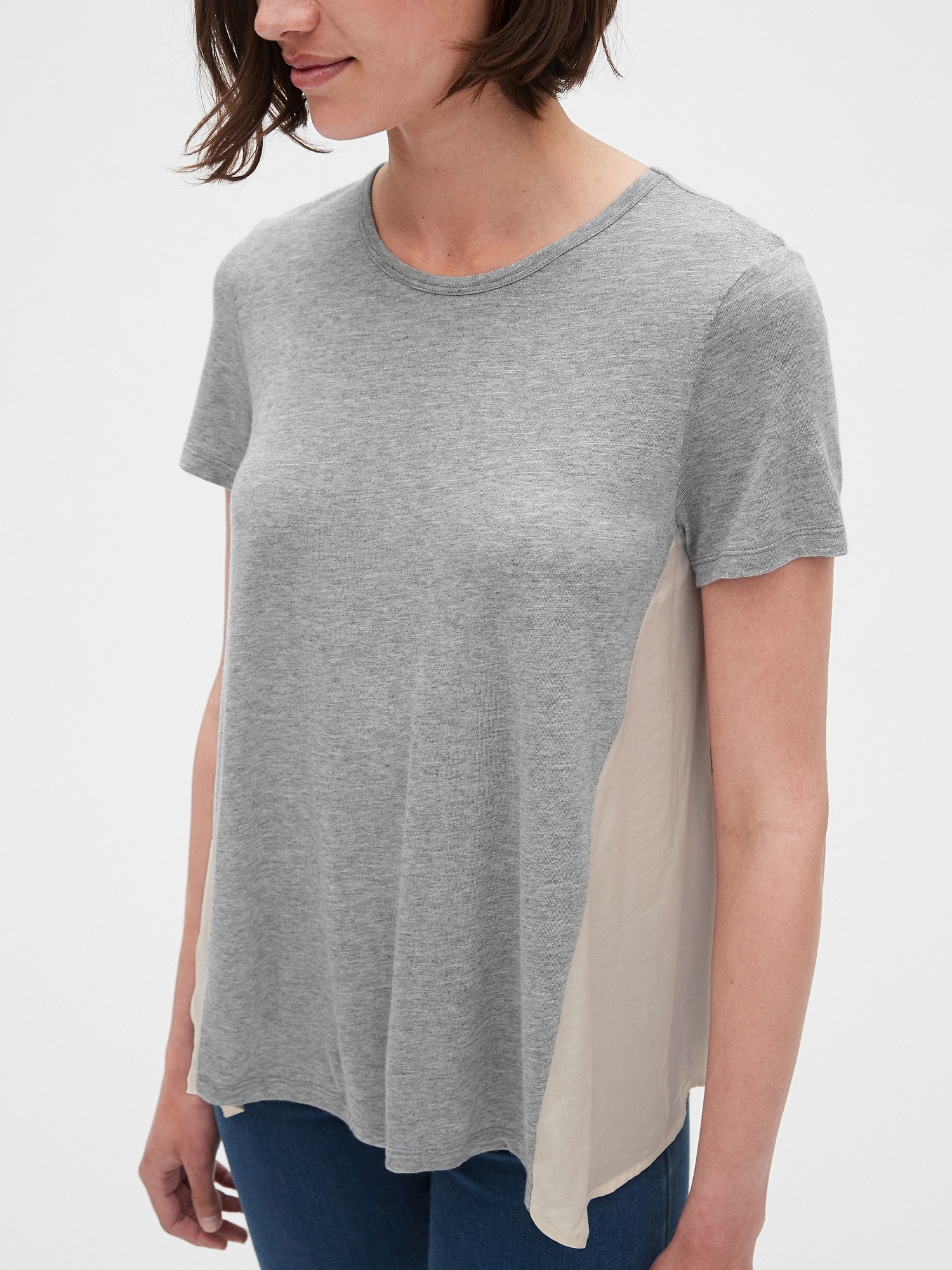 Mix-Fabric Side-Panel T-Shirt | Gap