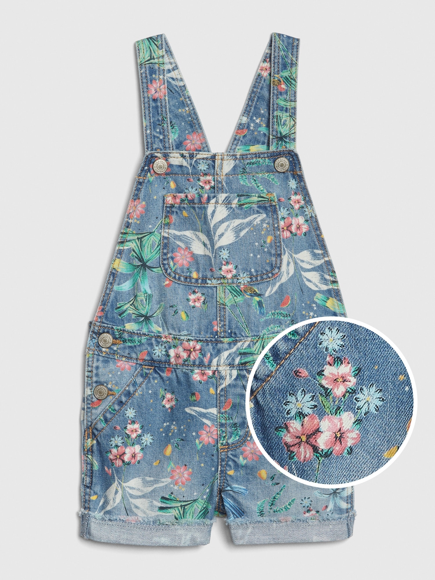 Toddler Floral Denim Shortalls | Gap