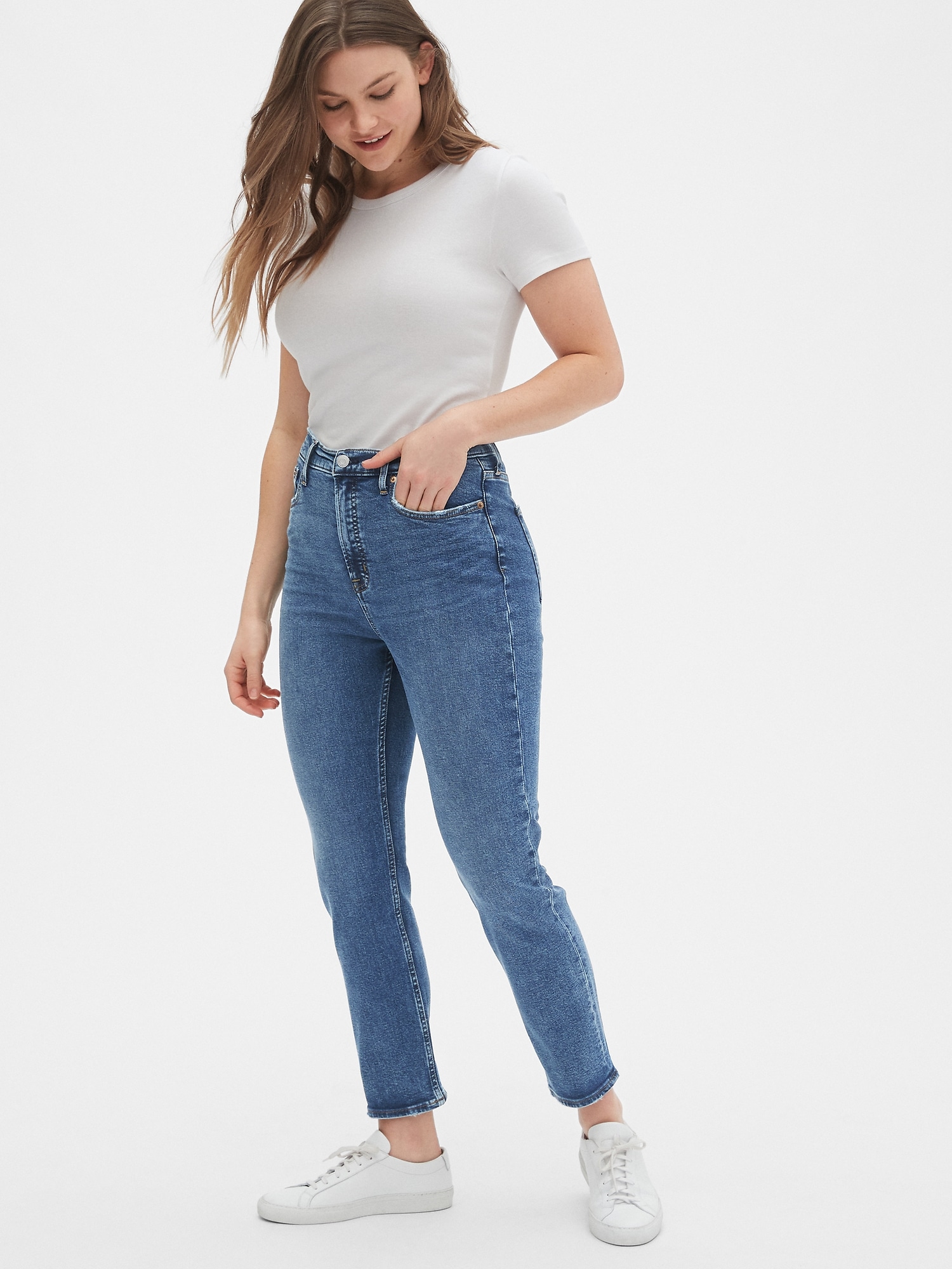 High Rise Cigarette Ankle Jeans with Secret Smoothing Pockets | Gap