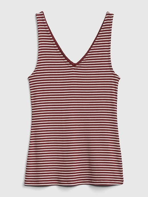 Ribbed Stripe V-Neck Tank Top | Gap