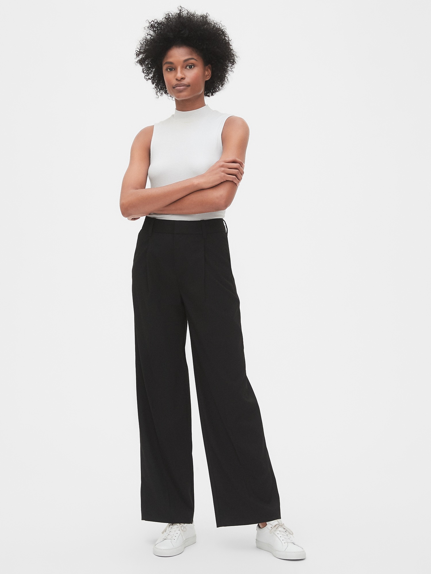 High Rise Pleated Wide-Leg Pants | Gap
