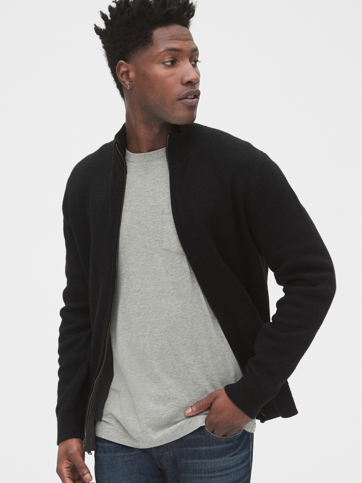 Wool-Blend Sweater Track Jacket | Gap