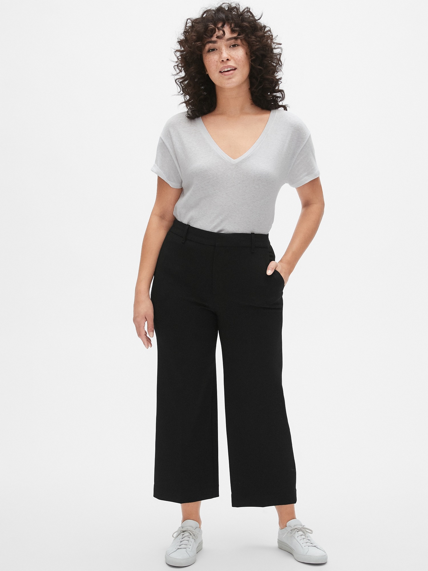 High Rise Wide-Leg Crop Pants | Gap
